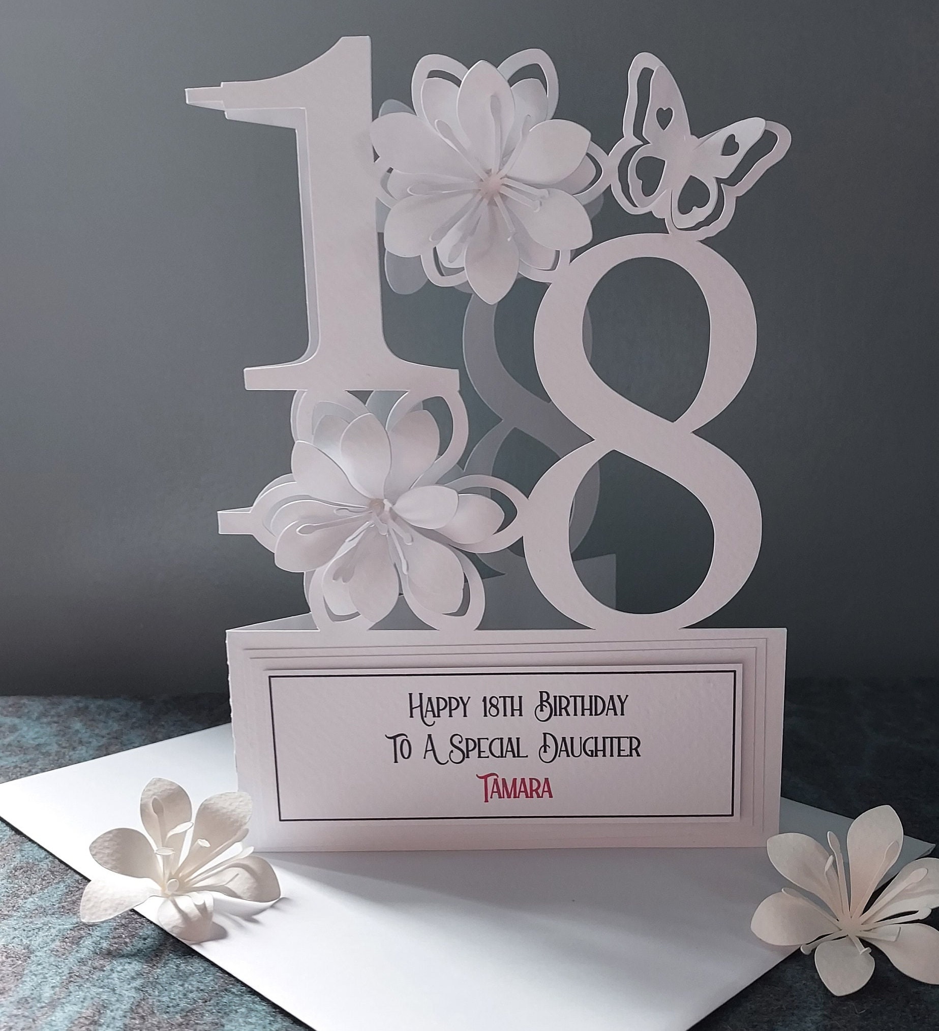 Handmade Personalised 18th Birthday Card 3d Papercut Lillies - Etsy UK
