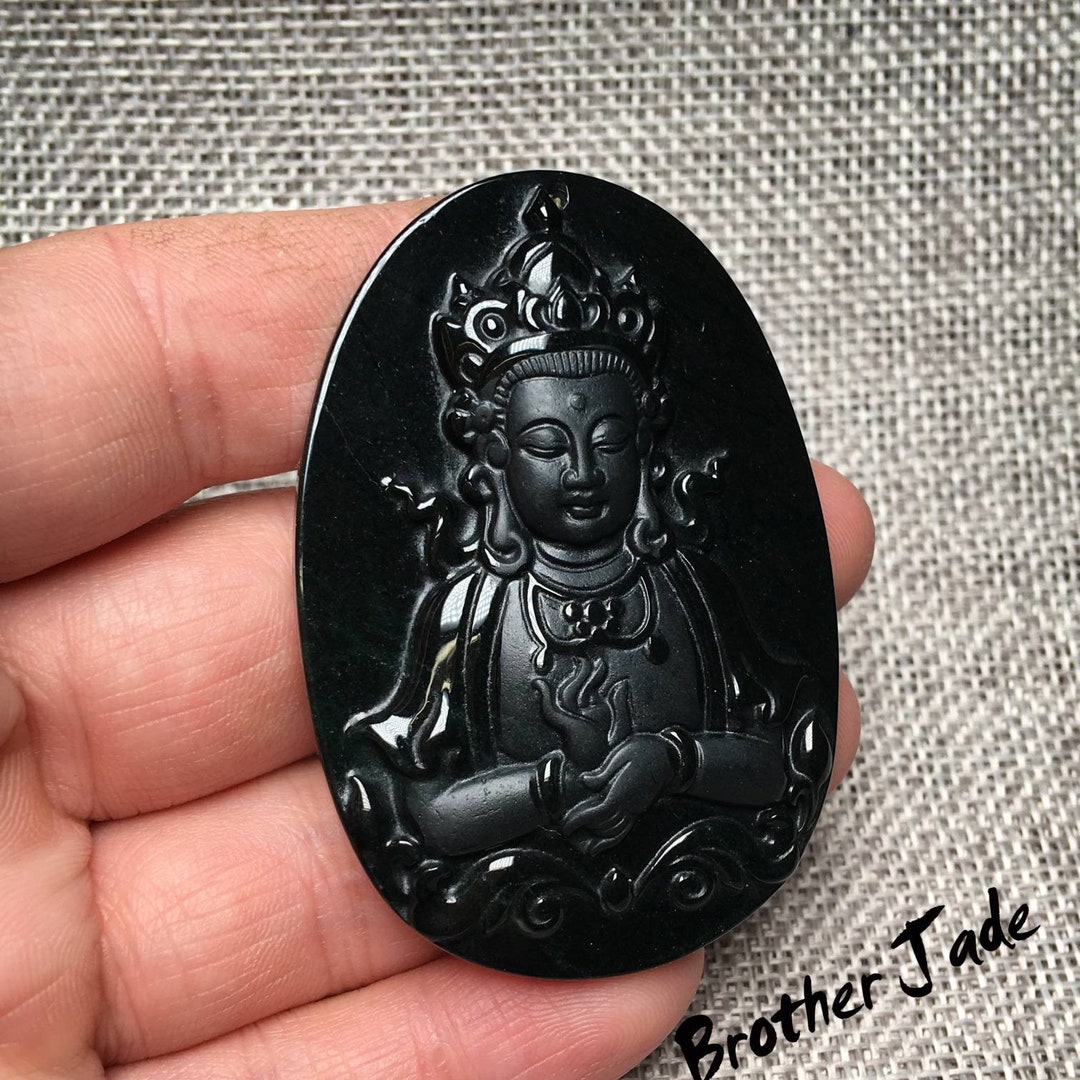 Natural Black Jadite - Tara Goddess of Mercy Pendant - Jade Pendants ...