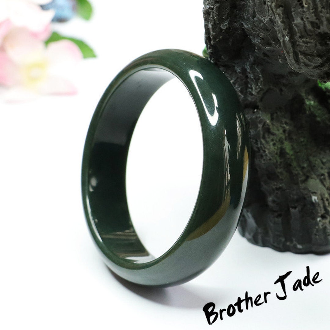 Russia Black Cyan Jade Nephrite Natural Black Jade Bracelet Bangles ...