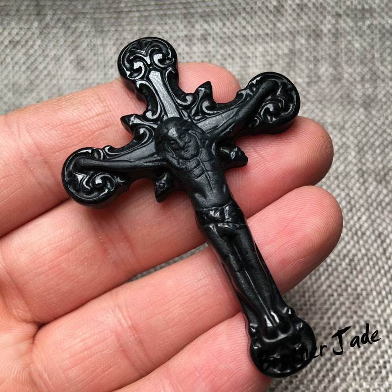 Natural Black Jadite Crucifix Cross Pendant Jade Pendants - Etsy