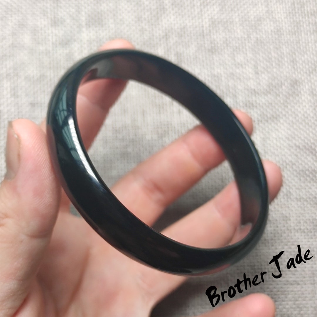 66.7mm - Russia Black Jade - Nephrite Natural - Black Jade Bracelet ...