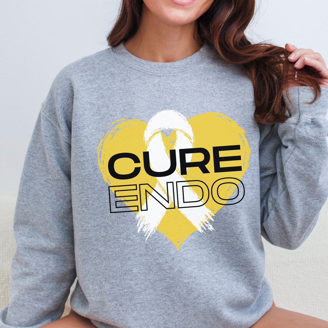 Cure Endo Crew Neck Sweatshirt, Endometriosis Awareness Shirt, Heart ...