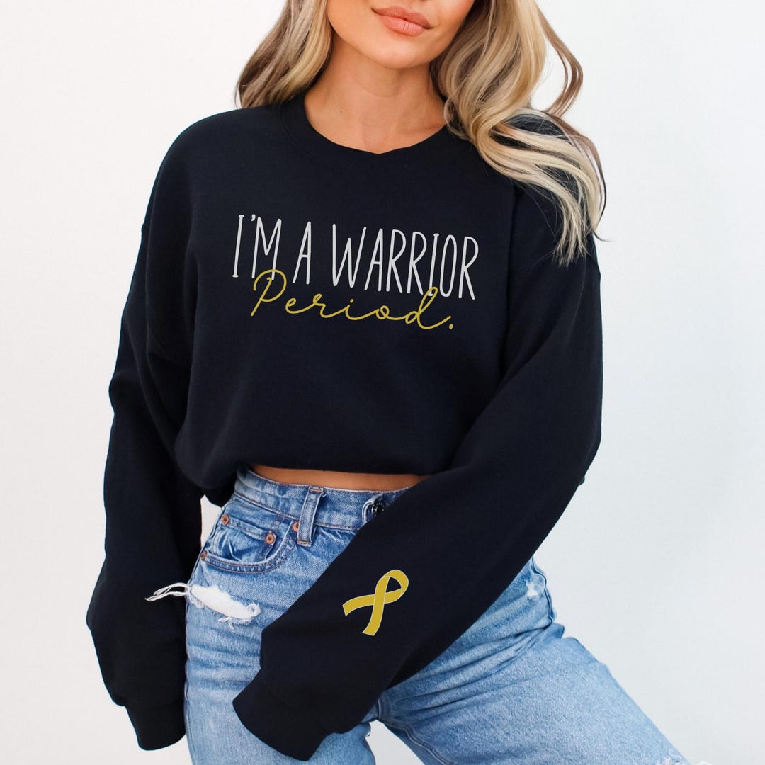 Endo Warrior Sweatshirt, Yellow Ribbon Sleeve Print Endometriosis ...