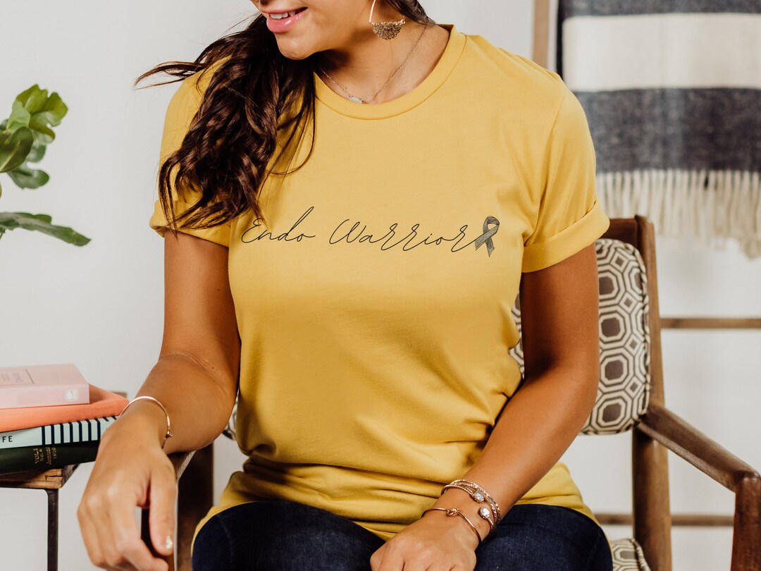 Minimalist Yellow Endo Warrior Ribbon Shirt, Endometriosis Awareness ...