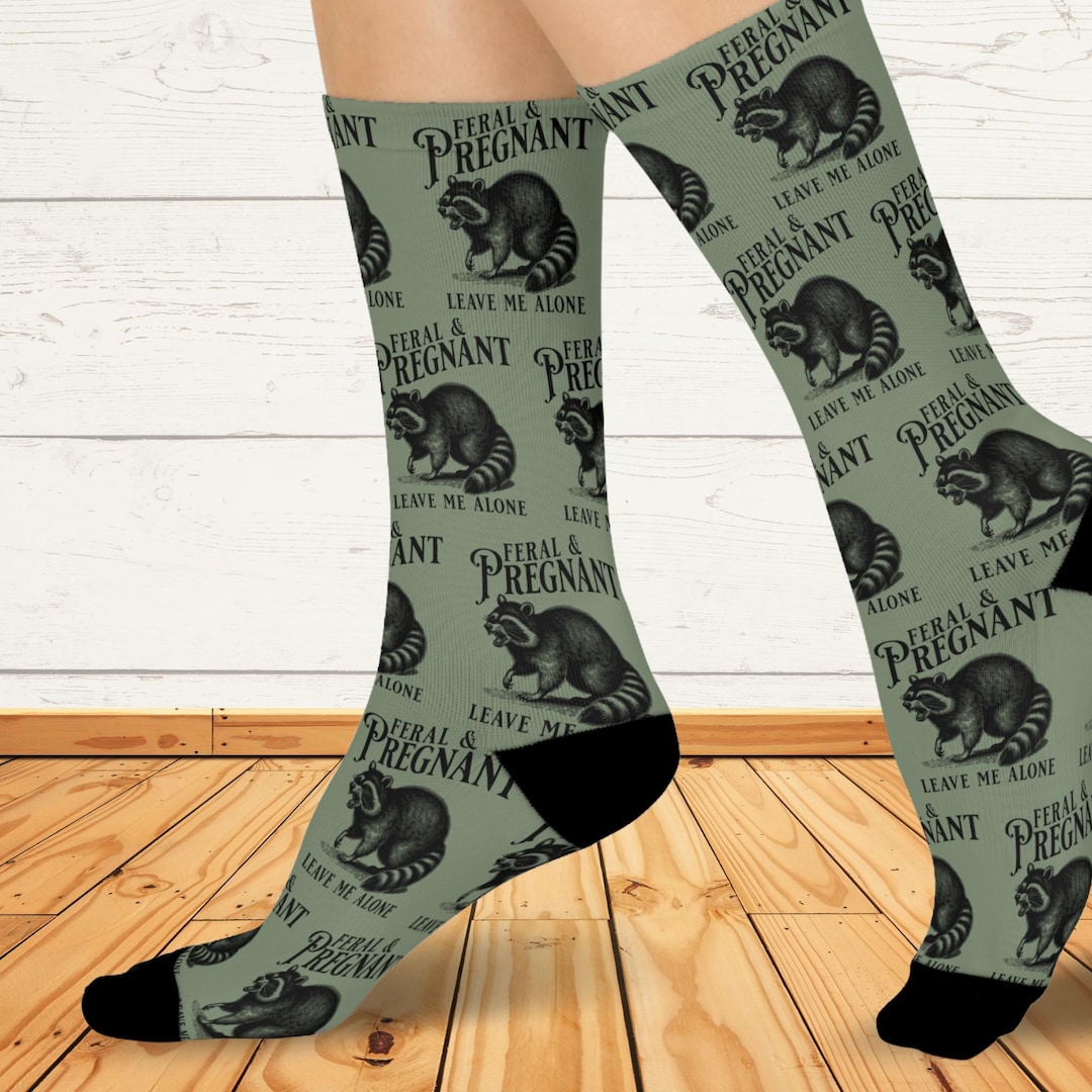 Funny Pregnancy Socks, Feral and Pregnant Socks, Gift for Mom to Be ...