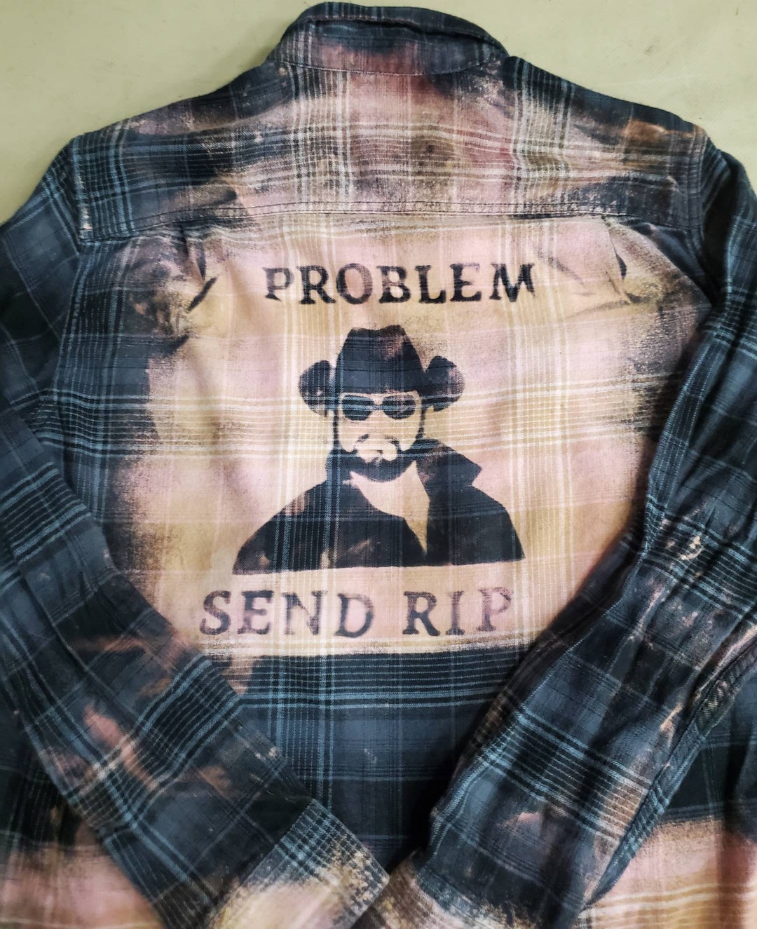Distressed Flannel. Send Rip. Black. - Etsy