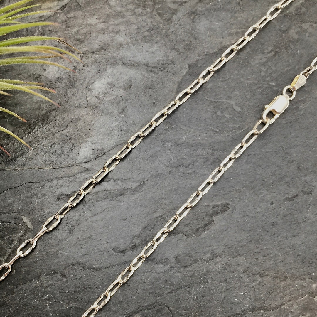 Sterling Silver Chain Dapped Oval Cable Chain Adjustable 3mm X 6mm 36 ...