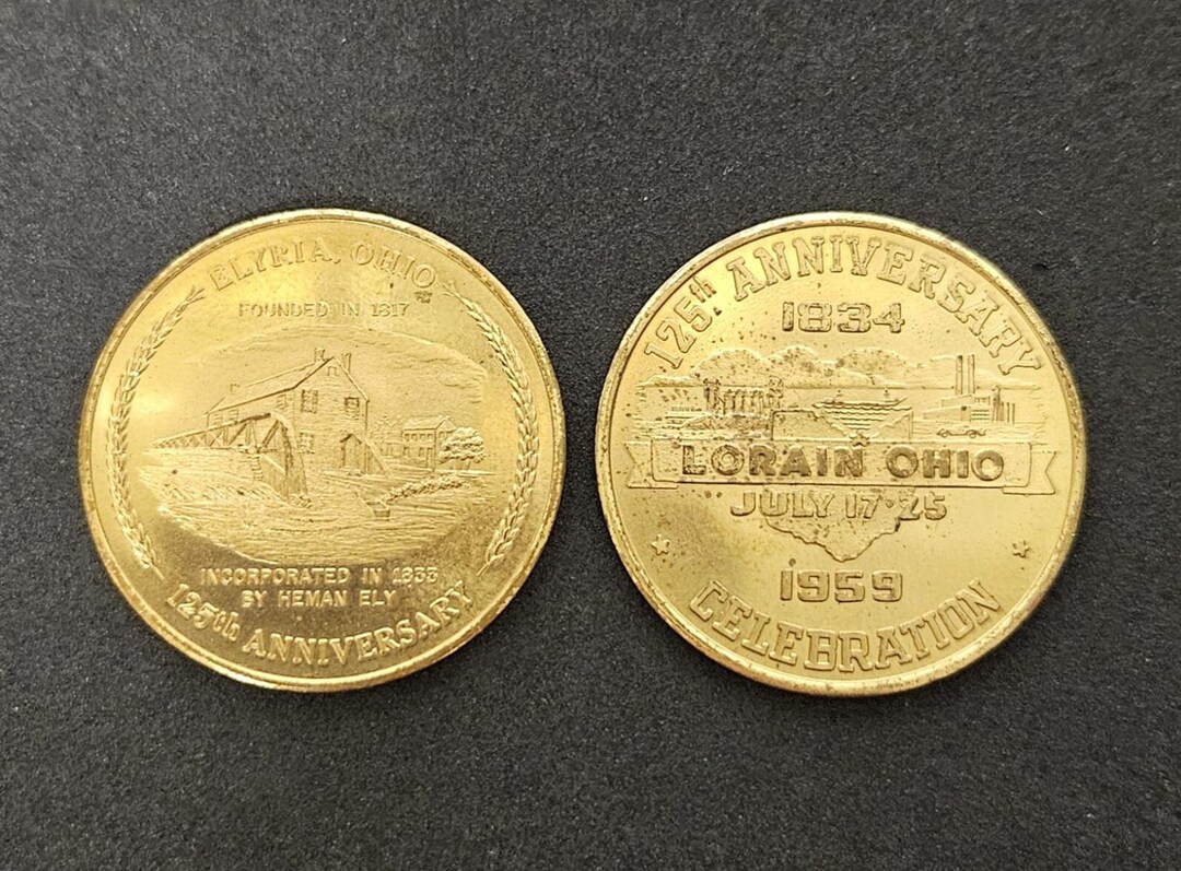 1 to 2 Pcs 1958 Elyria Ohio Anniversary Coin and 1959 125th Anniversary ...