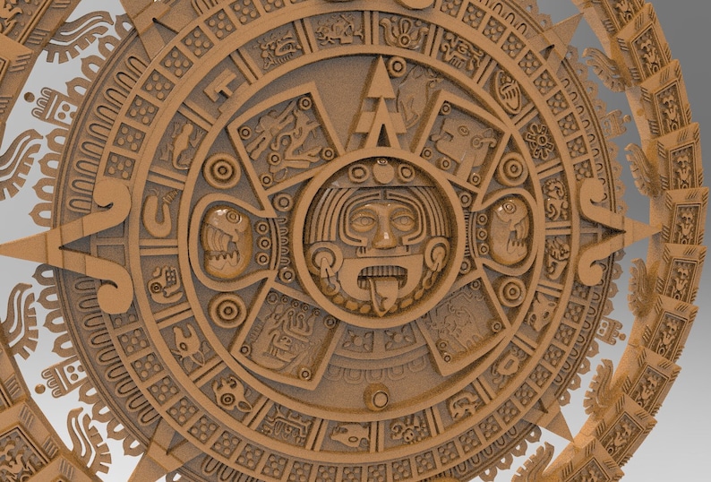 Modelo de calendario maya 3D STL Panno para enrutador CNC - Etsy México