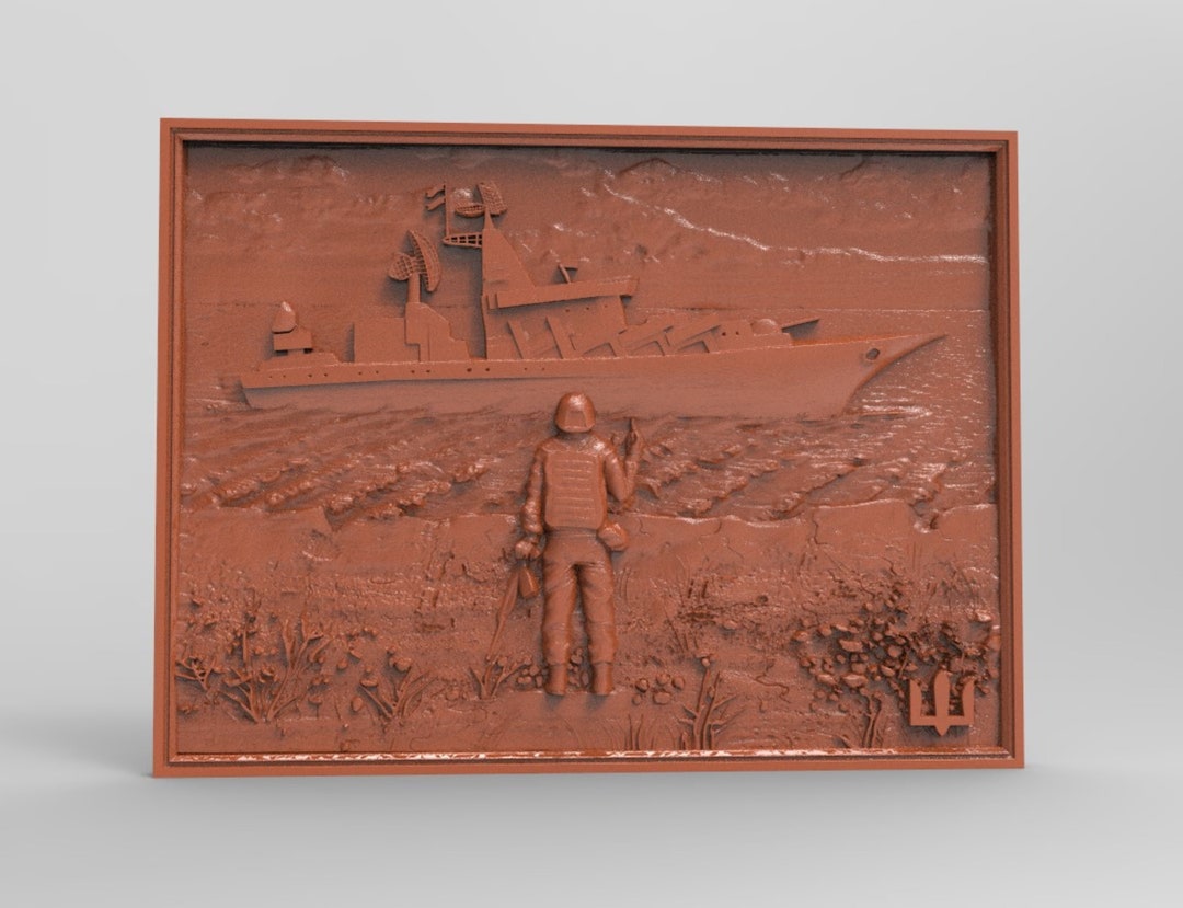 3D STL Ukraine 4 Russian Warship Go Fk Yourself Model for CNC Router ...