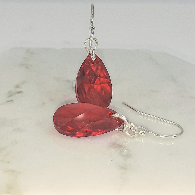 Red Swarovski Earrings - Etsy
