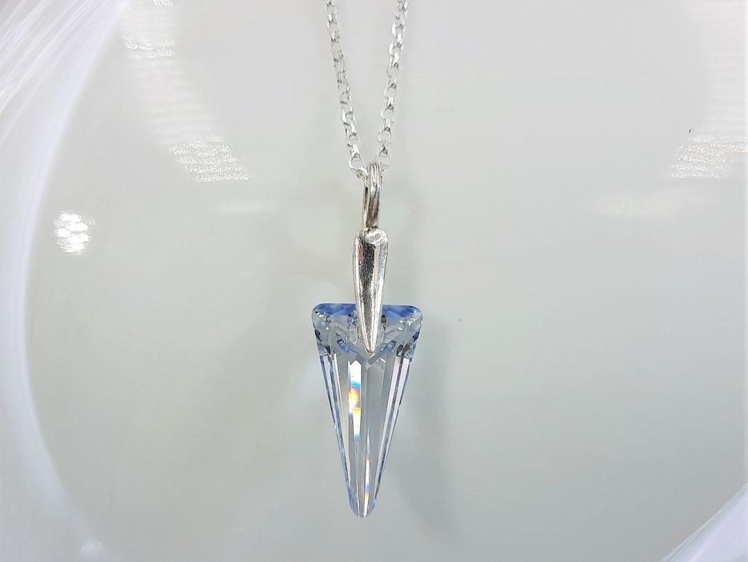 Ice Blue Crystal Necklace, Sterling Silver Necklace With Swarovski Blue ...