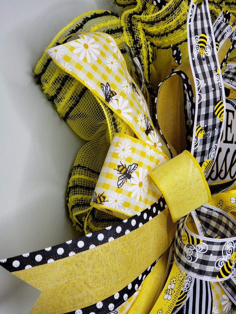 Bee Blessed Wreath Bee Wreath Spring Wreath Summer Wreath Everyday Wreath Yellow and Black ...