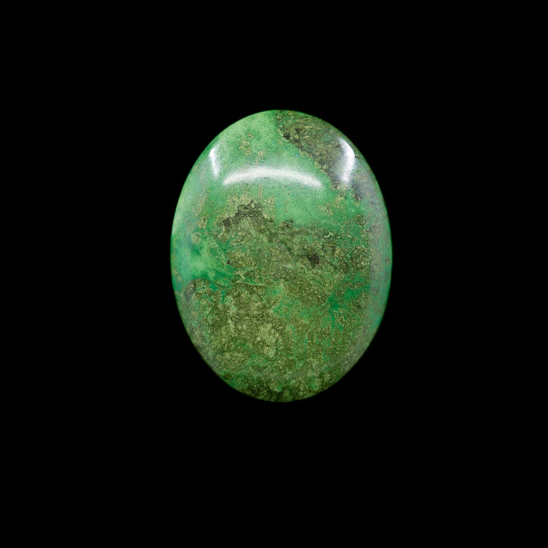 Parrot Wing Chrysocolla Cabochon, Large Green Oval Pendant Stone, Semi ...