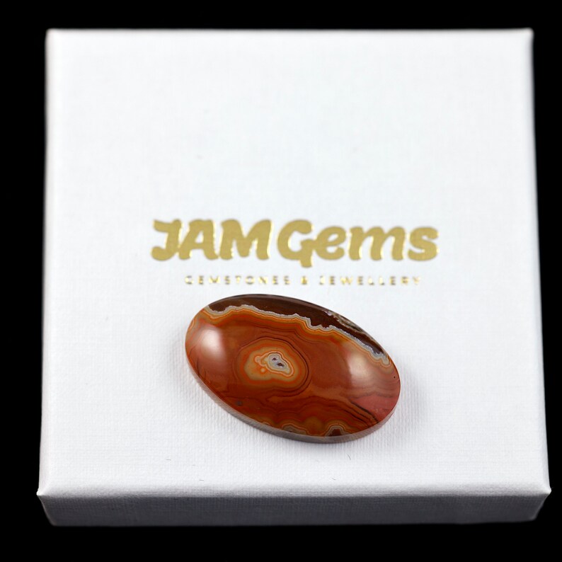Moroccan Agate Oval Cabochon: Orange, Green, and Brown Gemstone (28mm X ...
