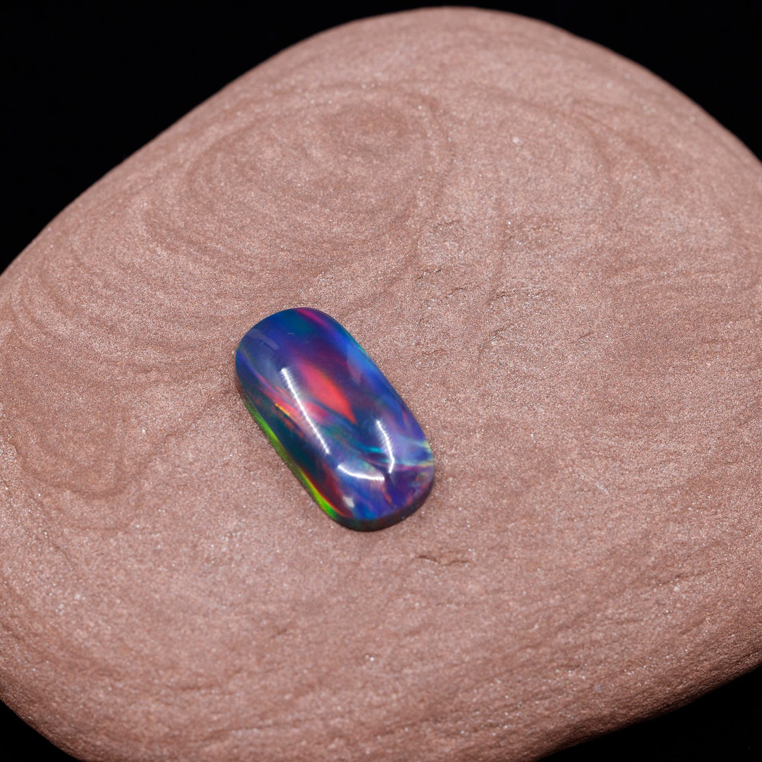 Aurora Opal Stadium Cabochon, Lab Created Red Blue Opal, Full Spectrum ...