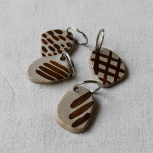 Lucky Dip Ceramic Keychain in Brown/black/green - Ceramic Key Ring - Etsy