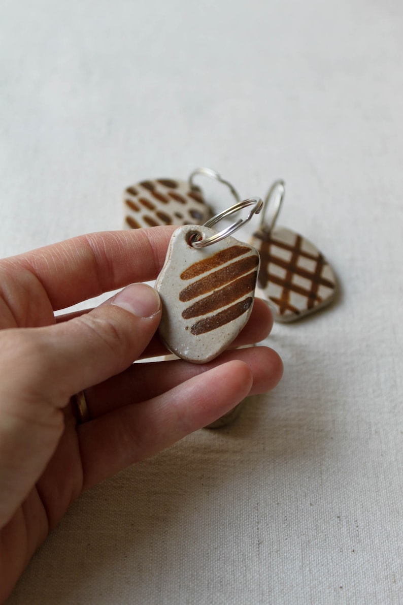 Lucky Dip Ceramic Keychain in Brown/black/green - Ceramic Key Ring - Etsy