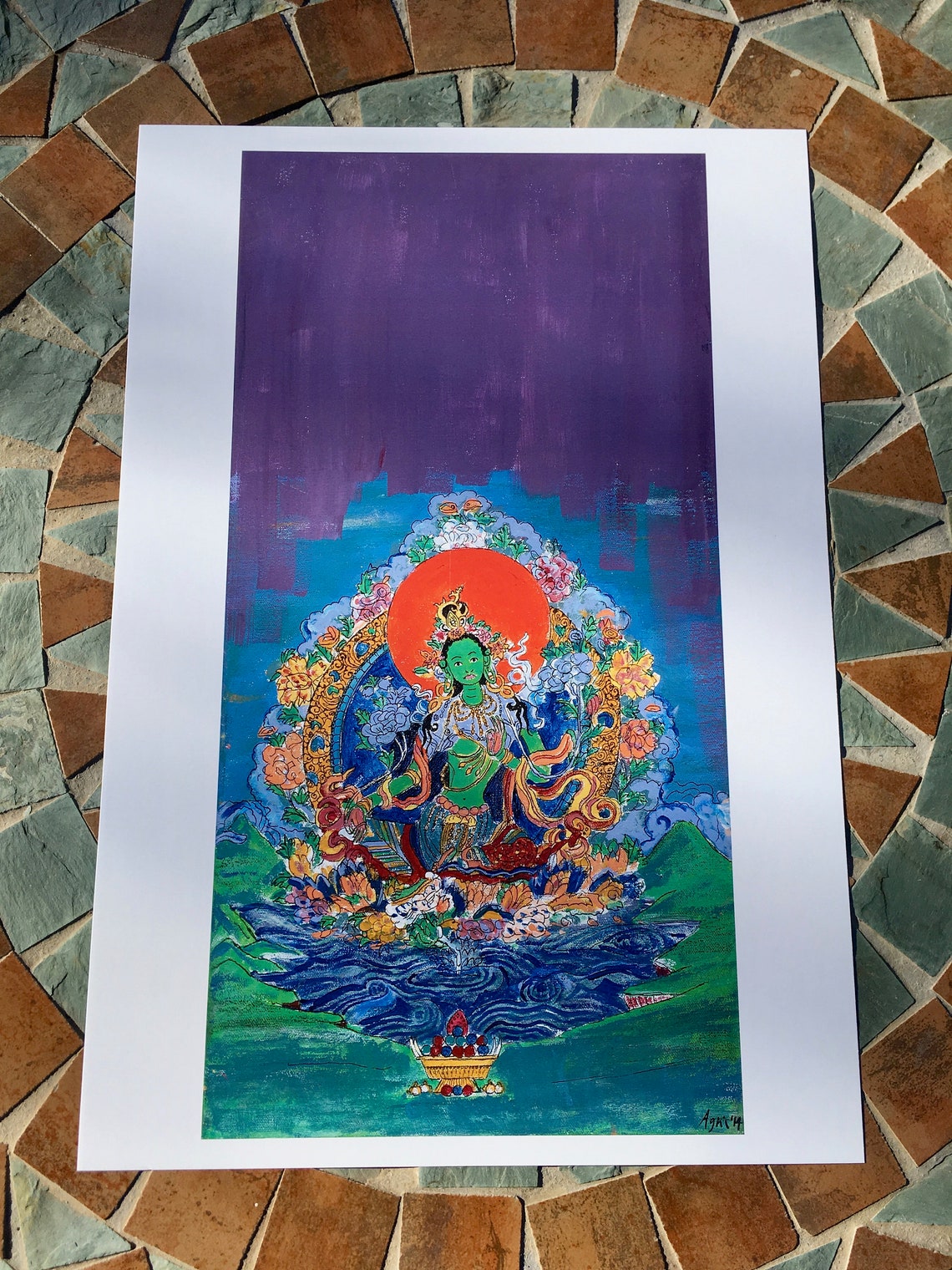 GREEN TARA Print: Acrylic & Pen Poster - Etsy