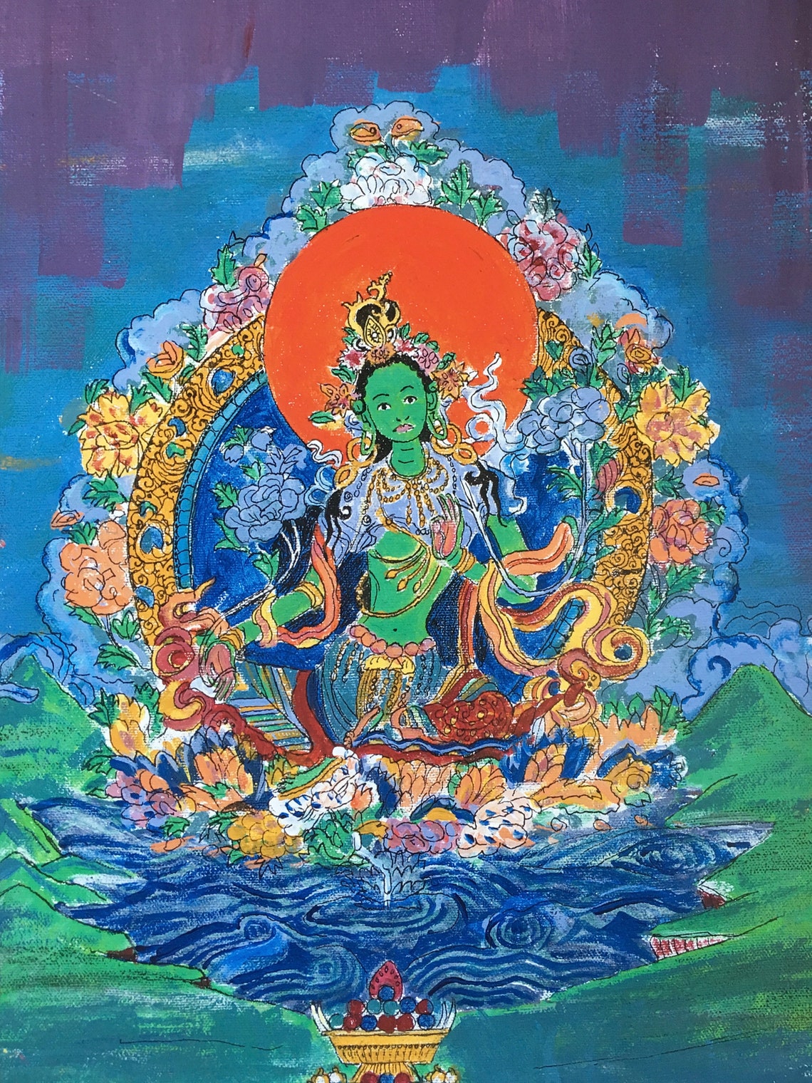 GREEN TARA Print: Acrylic & Pen Poster - Etsy