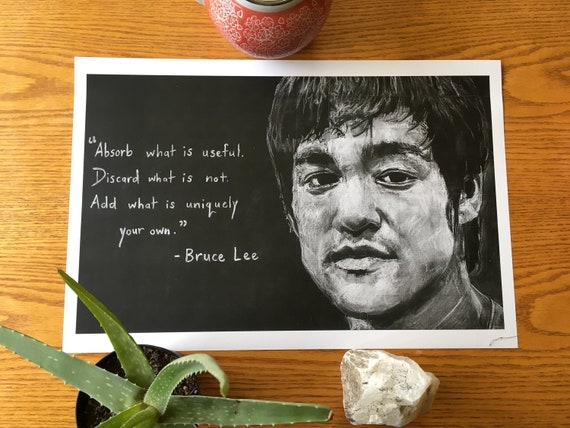BRUCE LEE Print: Conté Poster - Etsy