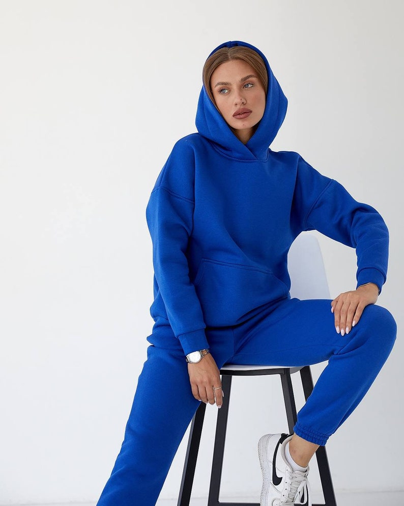 Sweat Set for Women, Custom White Sweat Set, Indigo Sweatpants Women ...