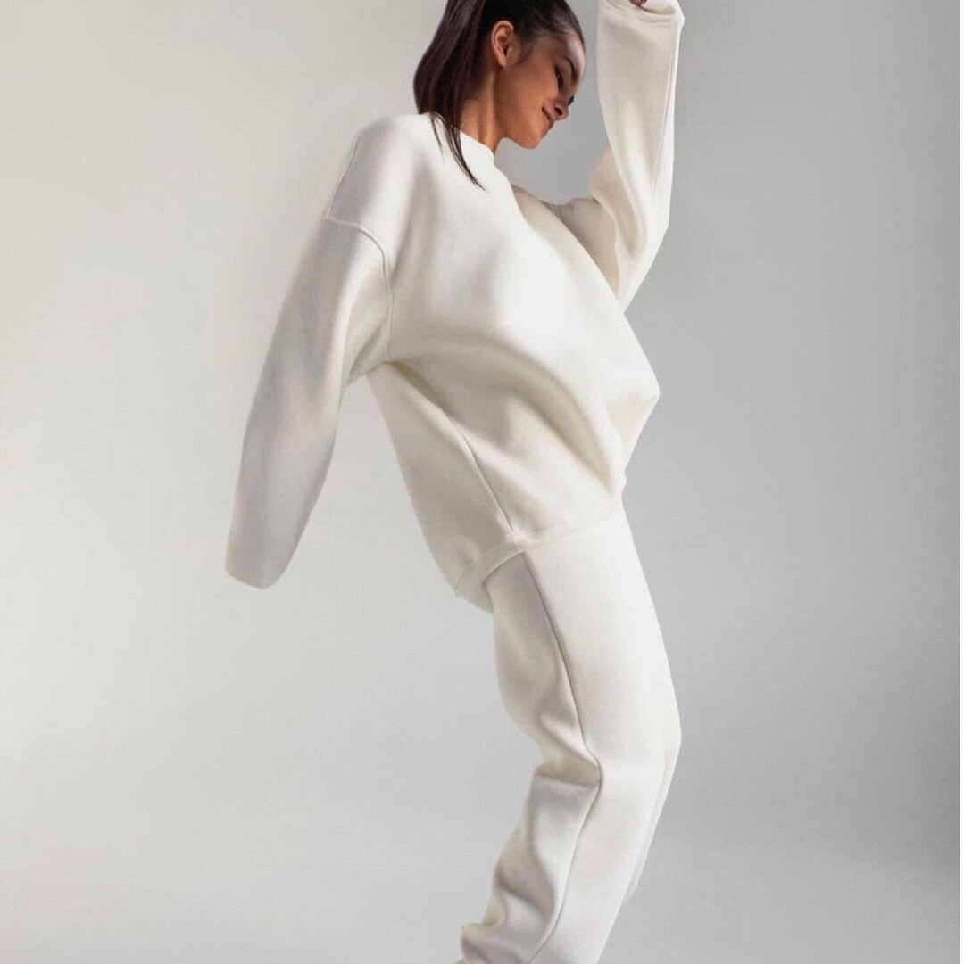 Oversized Sweatshirt | White Sweat Suit | Jog Set | Crewneck Sweatshirt ...
