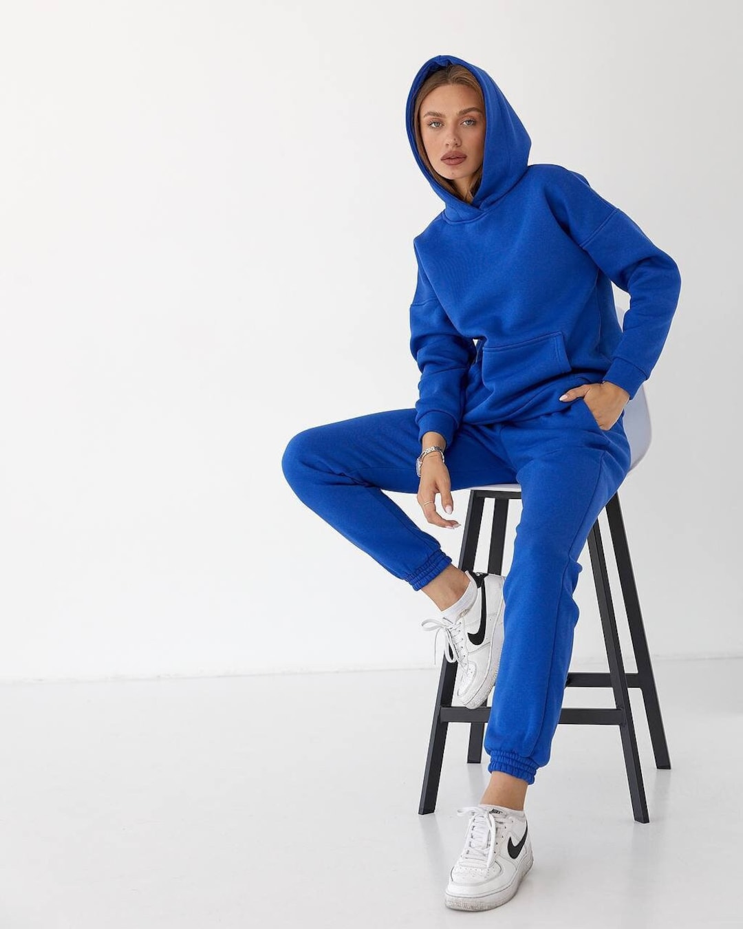 Sweat Set for Women, Custom White Sweat Set, Indigo Sweatpants Women ...