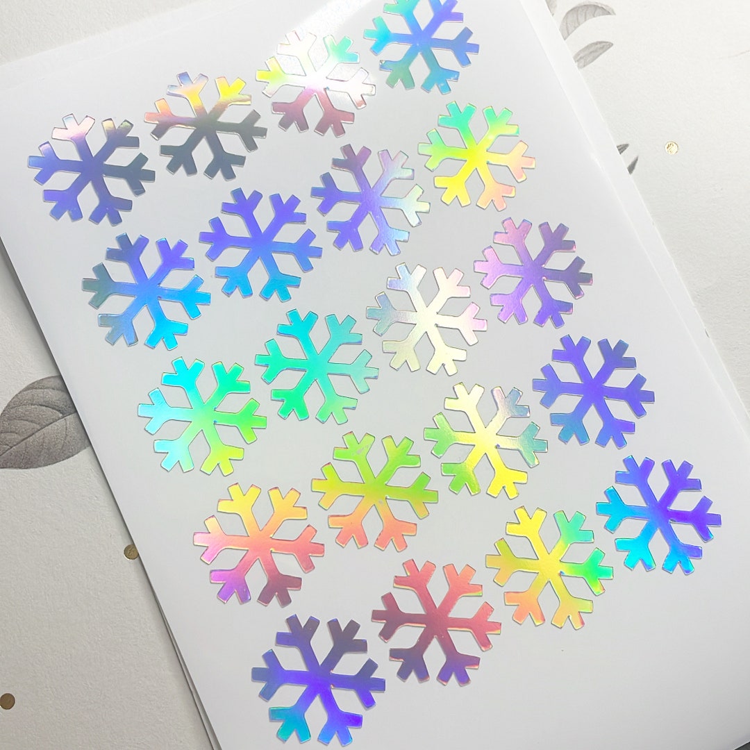 Vinyl 0.75" Holographic Snowflake Stickers, Vinyl Stickers, Christmas ...