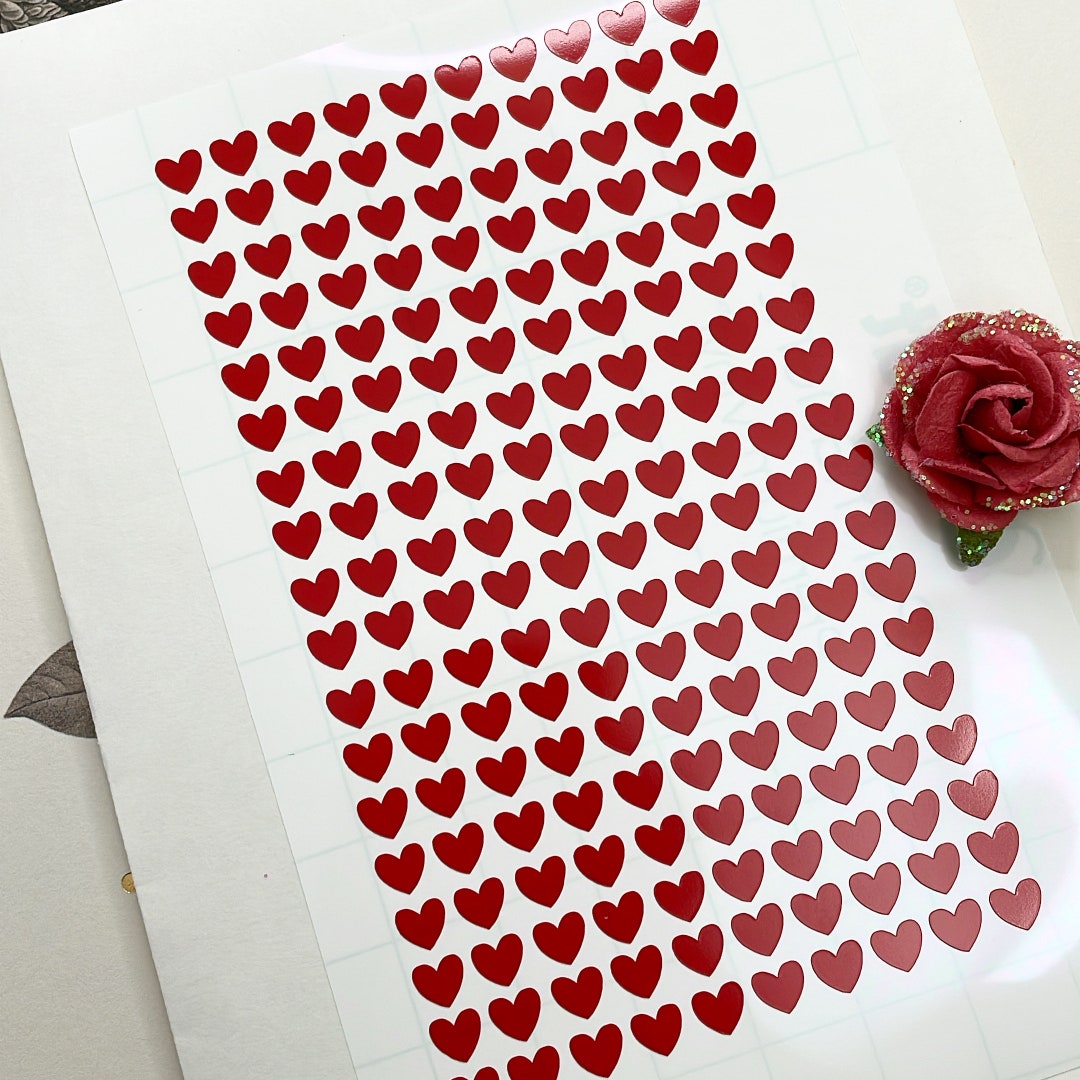 8mm Tiny Heart Stickers, Vinyl RED HEARTS, 8mm Hearts, Planner Stickers ...