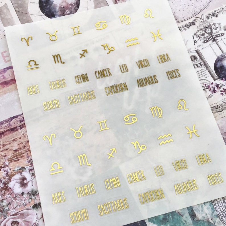 CLEAR Gold Zodiac Stickers Zodiac Signs Astrology Stickers | Etsy