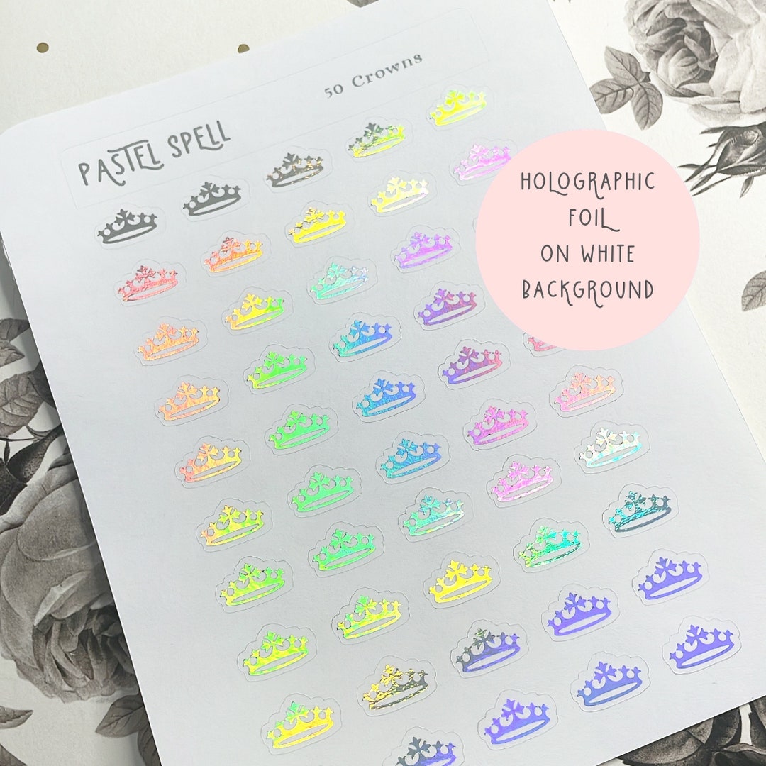 10mm Holographic Stickers Princess Crown Stickers Bujo - Etsy