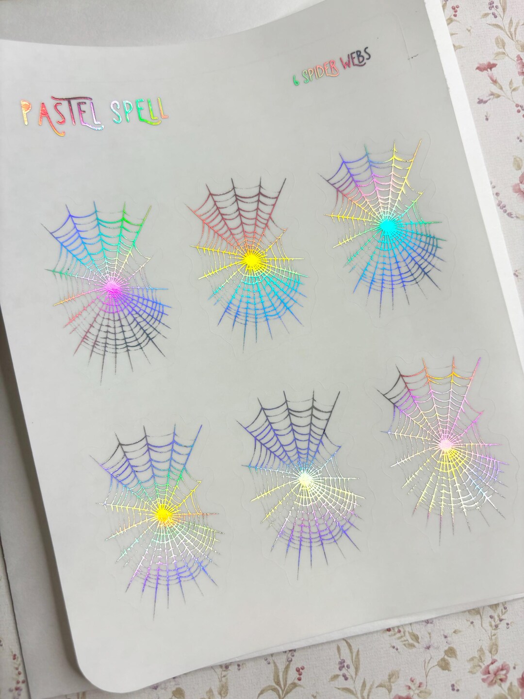 Clear Holographic Spider Web Stickers for Halloween Invitations or Goth ...
