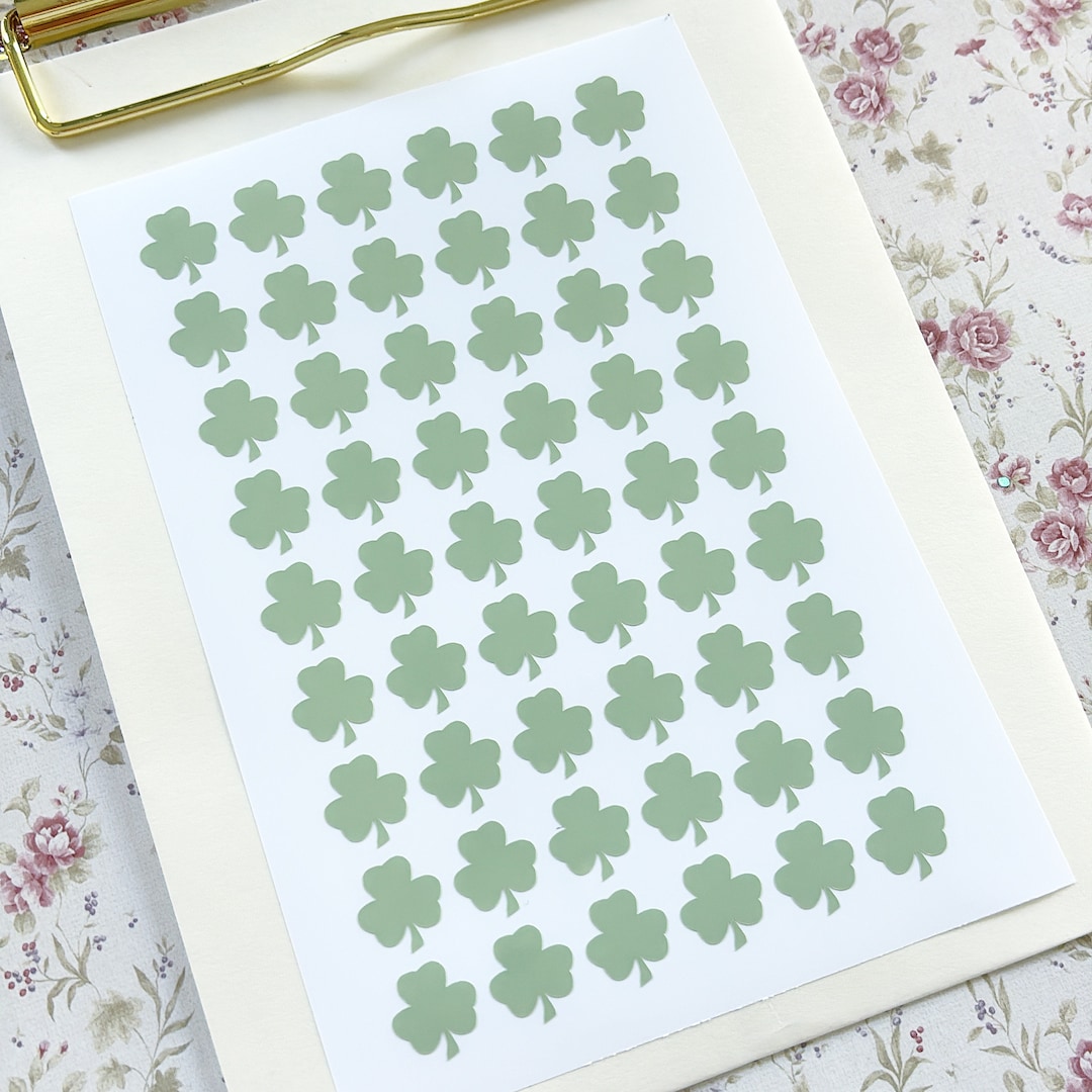Pastel Green Shamrock 12mm Vinyl Waterproof Shamrock Decals, Clovers ...