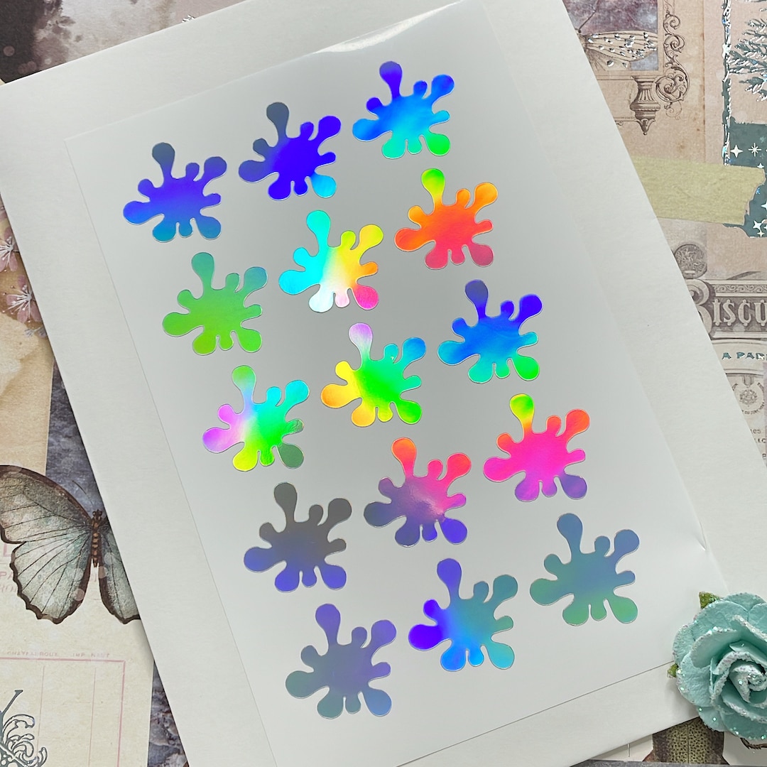 1 Inch Holographic Splatter Stickers, Slime Stickers, Frosting Drips ...