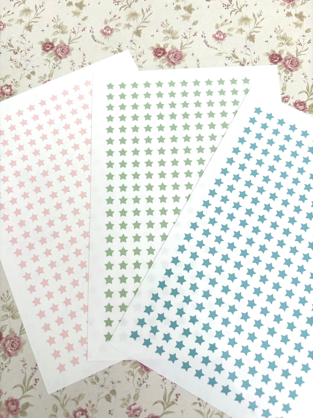 4mm Tiny Pastel Pink, Blue and Green Star Stickers, Vinyl Star Stickers ...