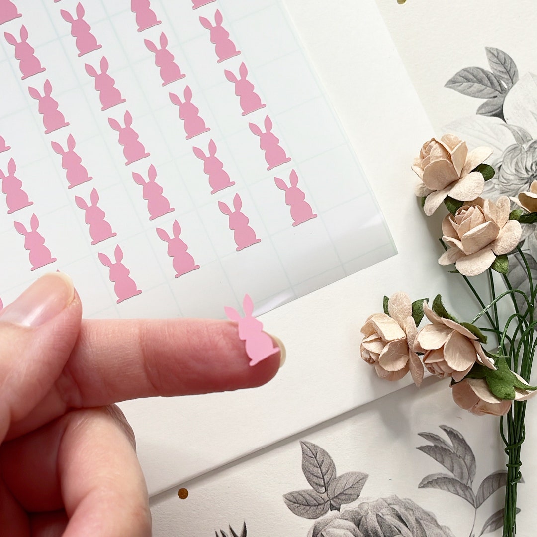 Tiny Vinyl Pink Bunny Rabbit Stickers, 12mm Easter Bunny Stickers ...