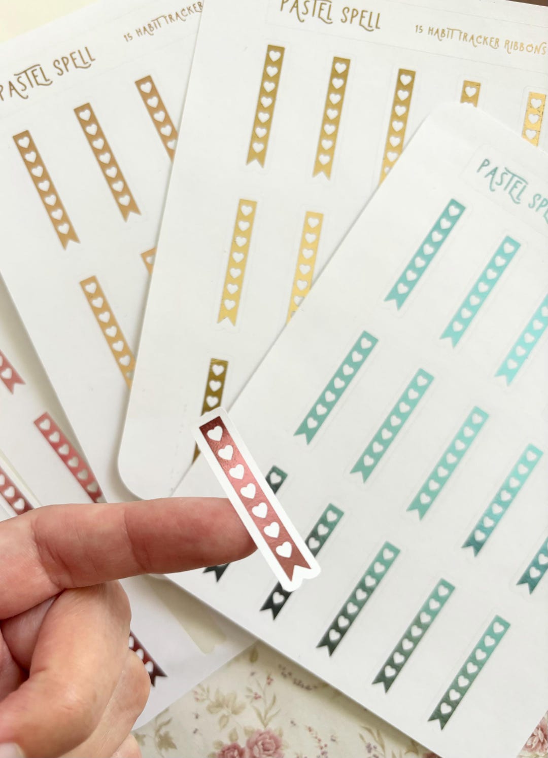 Heart Ribbon Habit Trackers for Planners, Assorted Foil Colors Schedule ...