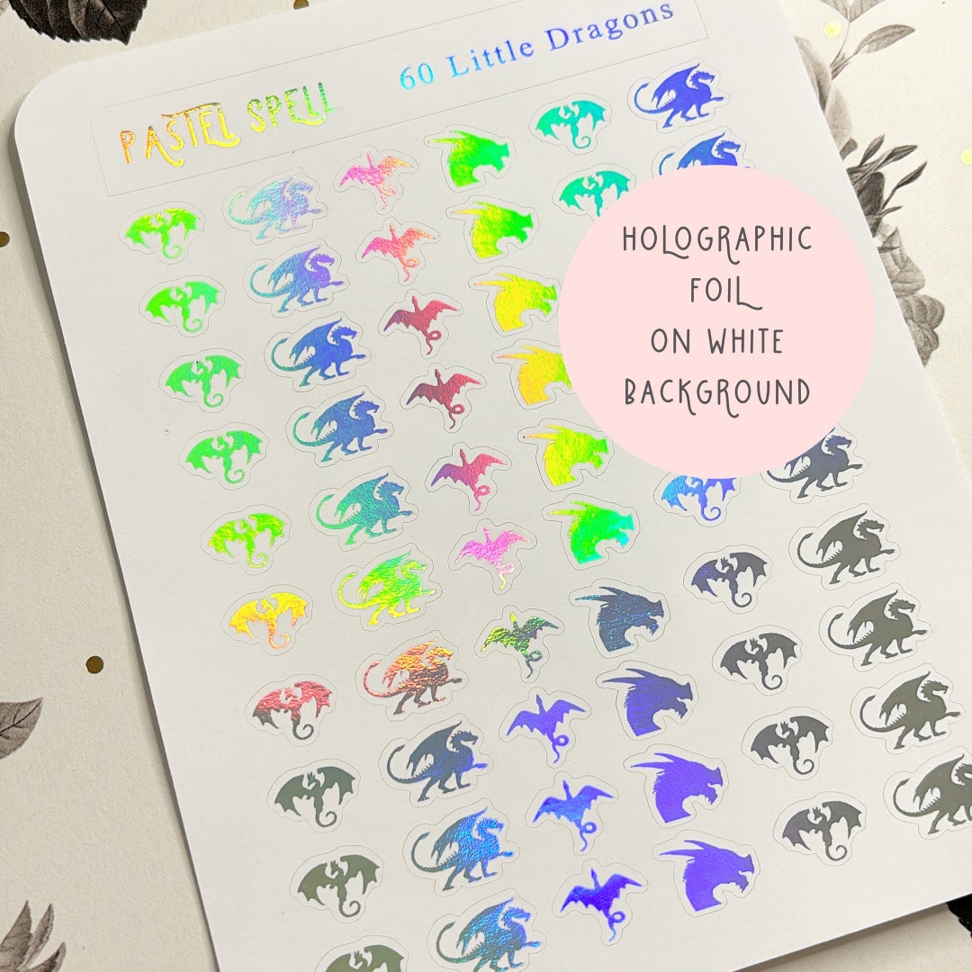 12mm Holographic Dragon Stickers, Fantasy Stickers, Planner Stickers ...