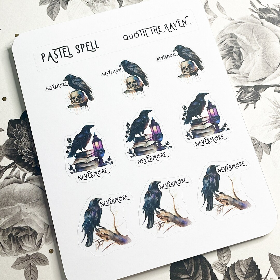 Nevermore Raven Stickers, Literary Poe, Quoth the Raven Stickers, Goth ...