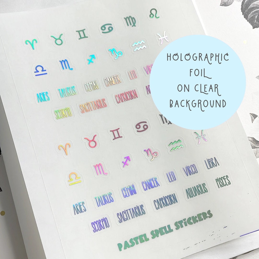 Zodiac Stickers, Holographic Zodiac Signs, Astrology Stickers, Foil ...