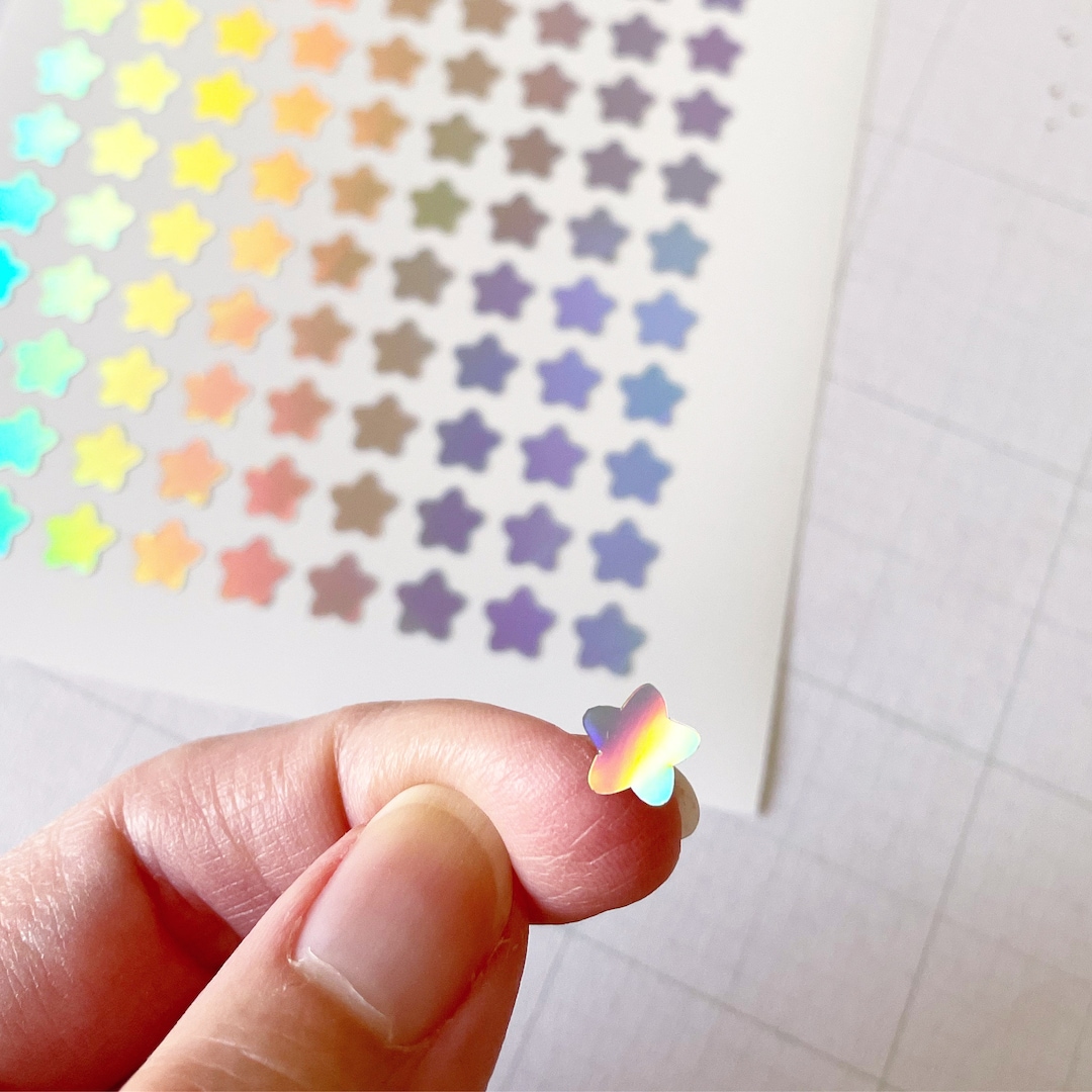 Cute 7mm Holographic Puffy Star Stickers, Tiny Stars Stickers, Kawaii ...