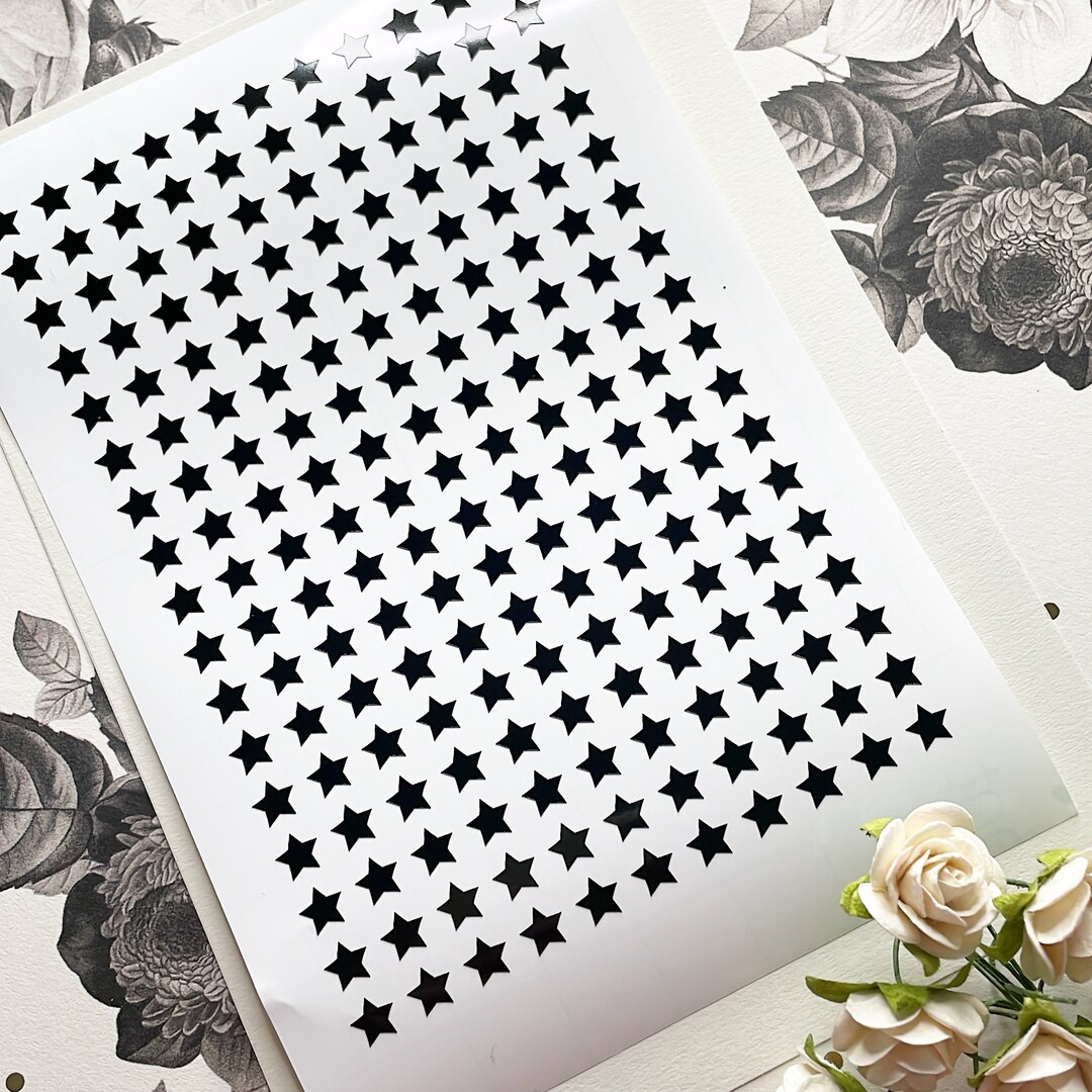 6mm Glossy Black Star Stickers, Vinyl 6mm Star Stickers, Planner ...
