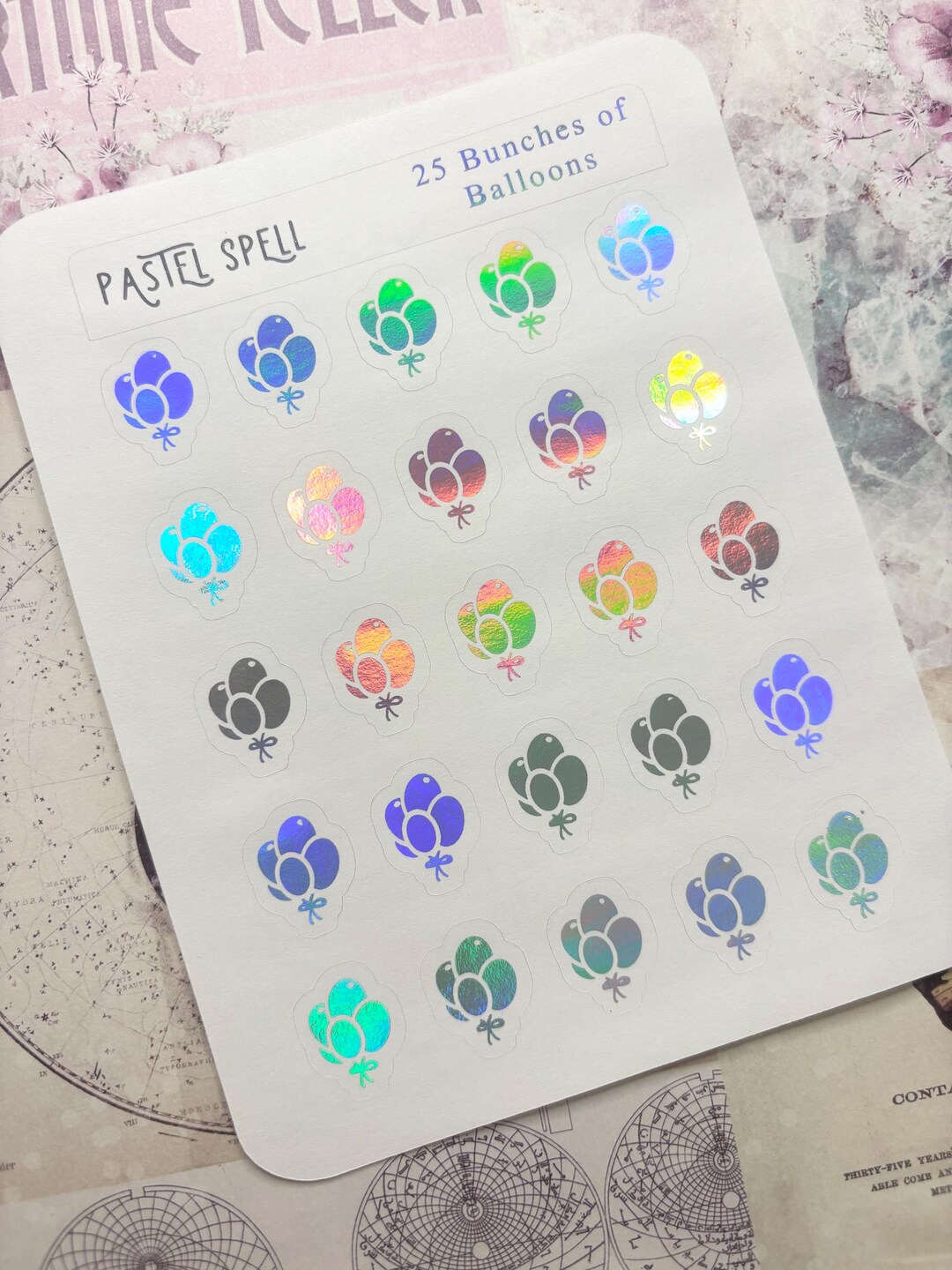 Bunch of Balloons Stickers, Holographic Party Stickers, Foil Stickers ...