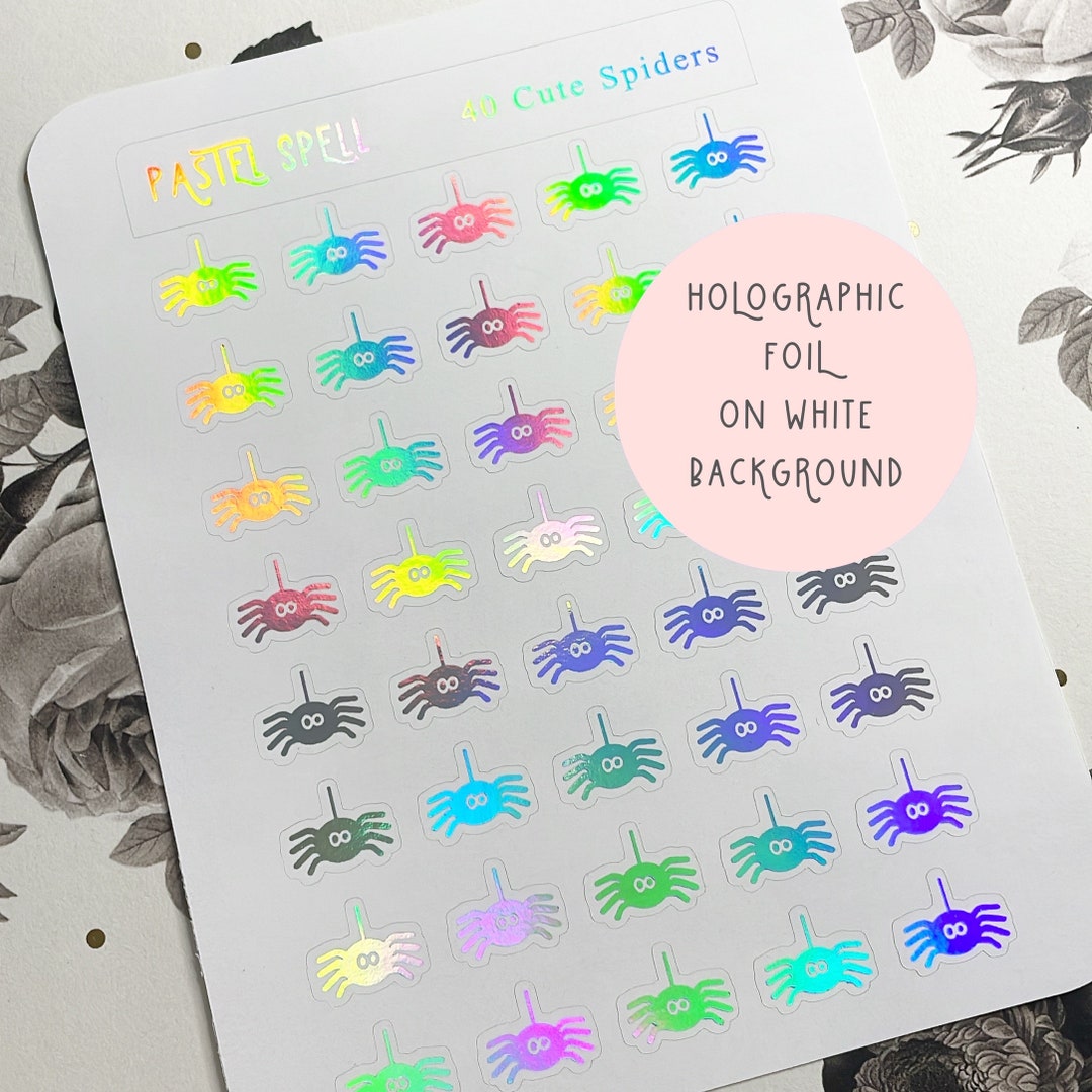 Holographic Cute Spiders Sticker Sheet Halloween Stickers - Etsy