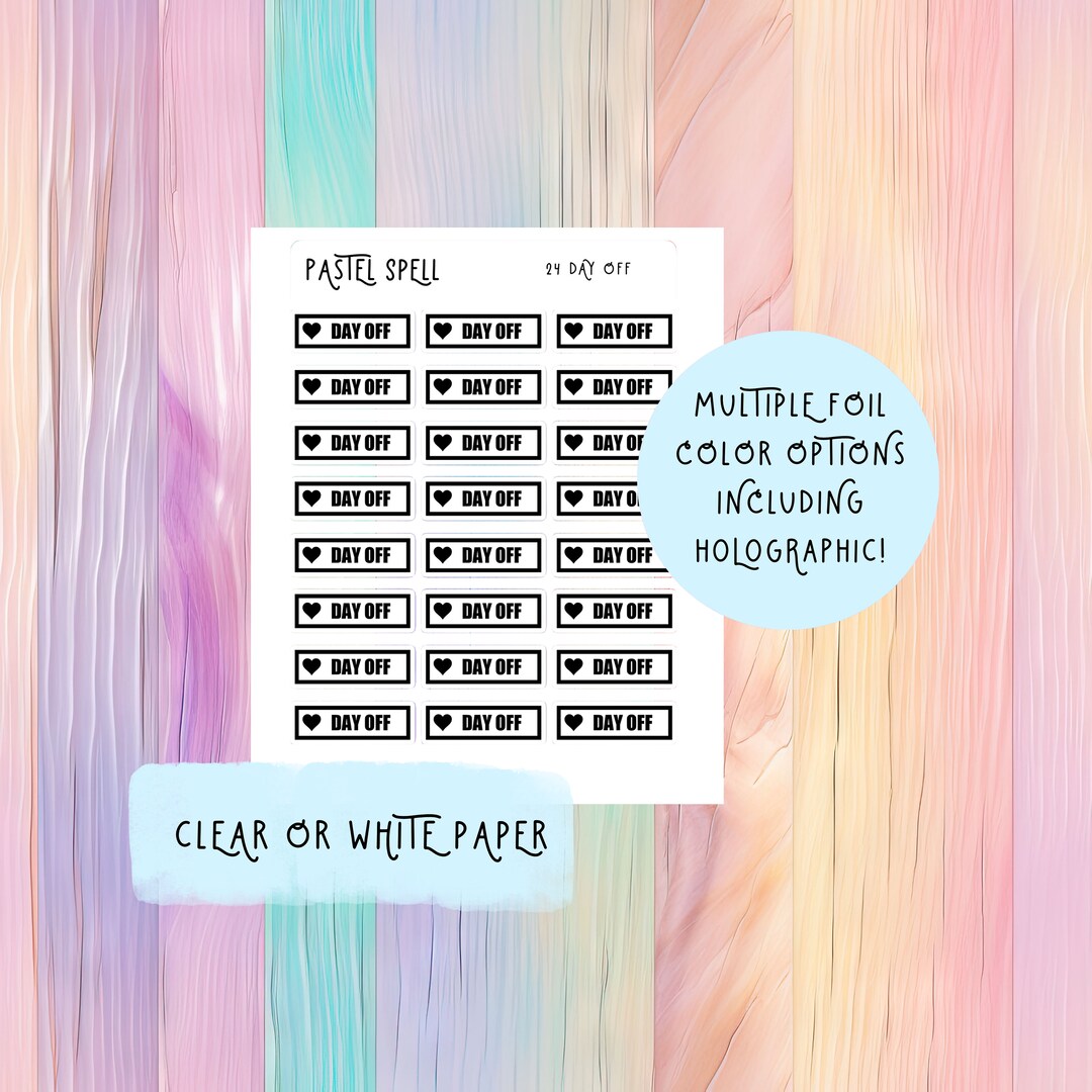 Day off Planner Stickers, Travel Journal, Schedule Stickers, Foiled ...