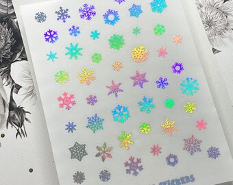 Snowflake Stickers One Inch Round Seals - Etsy