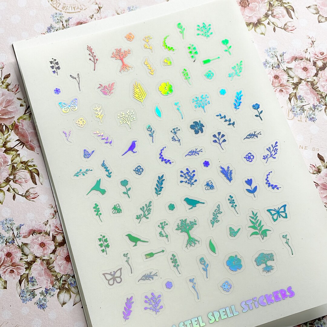 Tiny Clear Holographic Nature Stickers Tiny Leaf Stickers - Etsy