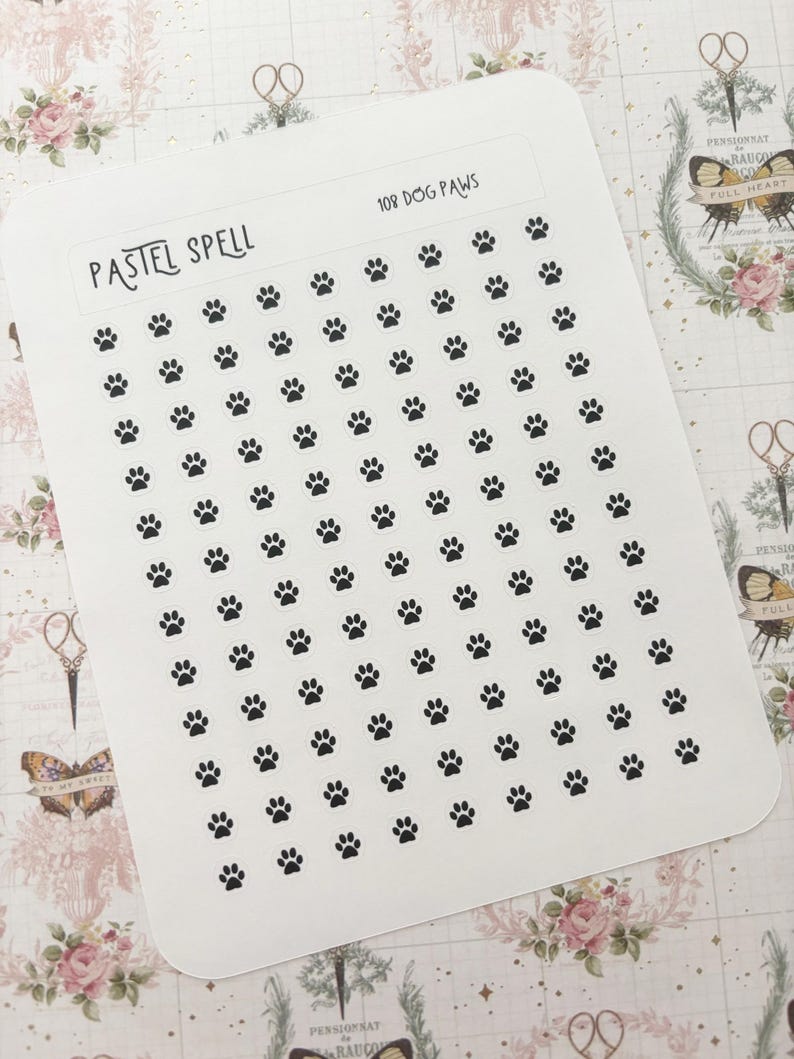 Tiny Dog Paws Stickers for Pet Planners - Etsy