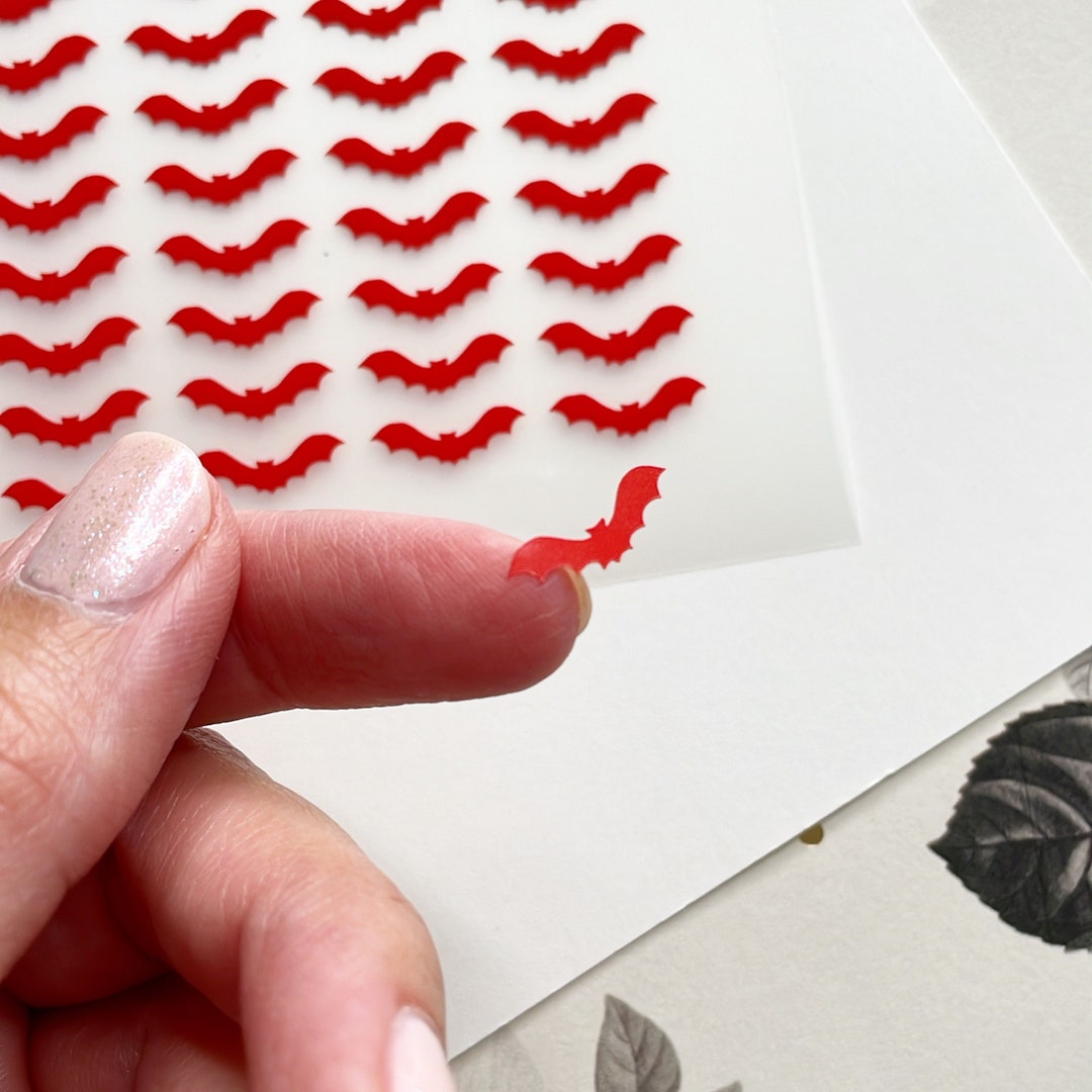 Tiny RED Bats Stickers, 20x4mm Vinyl Halloween Stickers, Goth Stickers ...